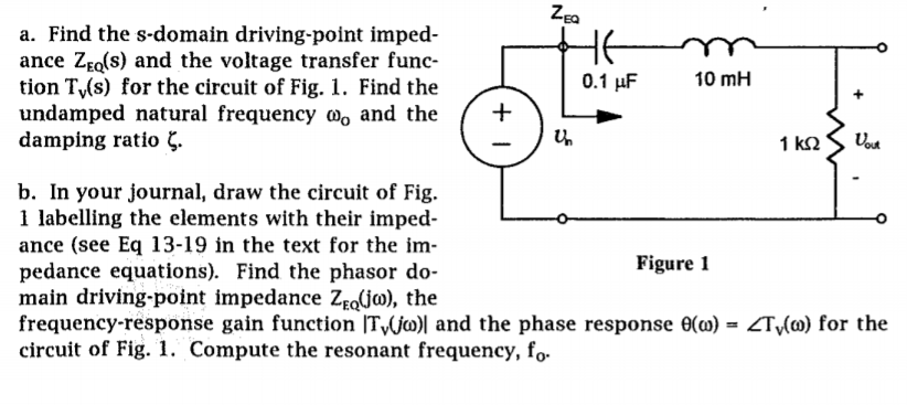 Solved ZEQ a. Find the s-domain driving-point imped- ance | Chegg.com
