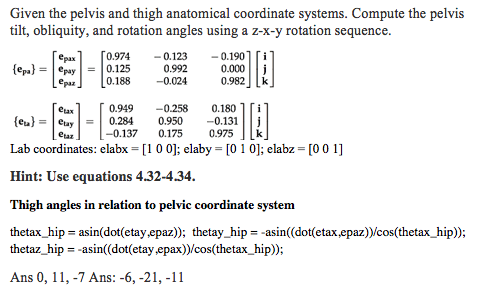 Given the pelvis and thigh anatomical coordinate | Chegg.com