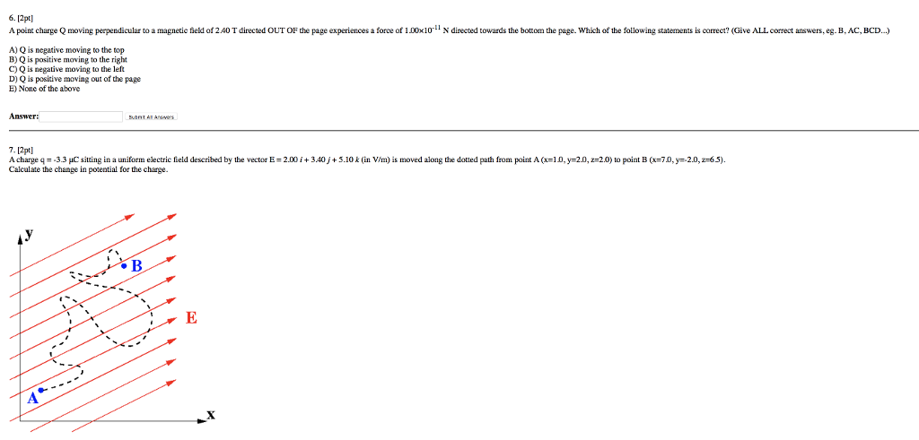 Solved 6.12pt A po t charge moving perpendicular to a | Chegg.com