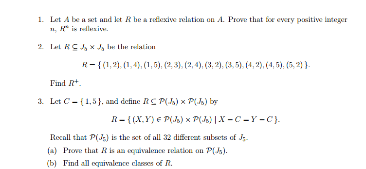 Solved Let A be a set and let R be a reflexive relation on | Chegg.com