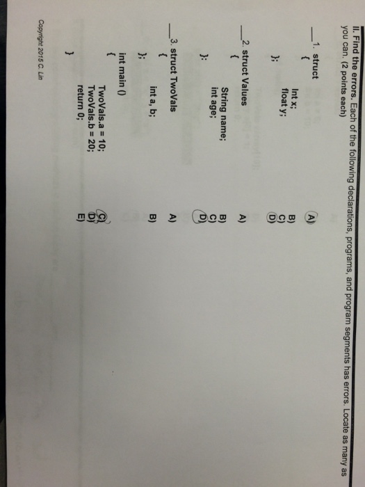 Solved Each of the following declarations, programs segments | Chegg.com