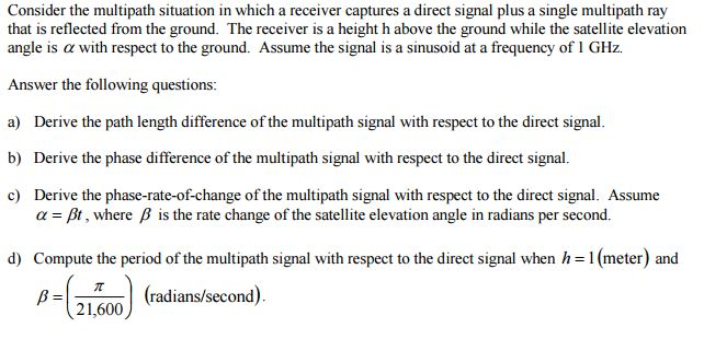 Solved Consider the multipath situation in which a receiver | Chegg.com