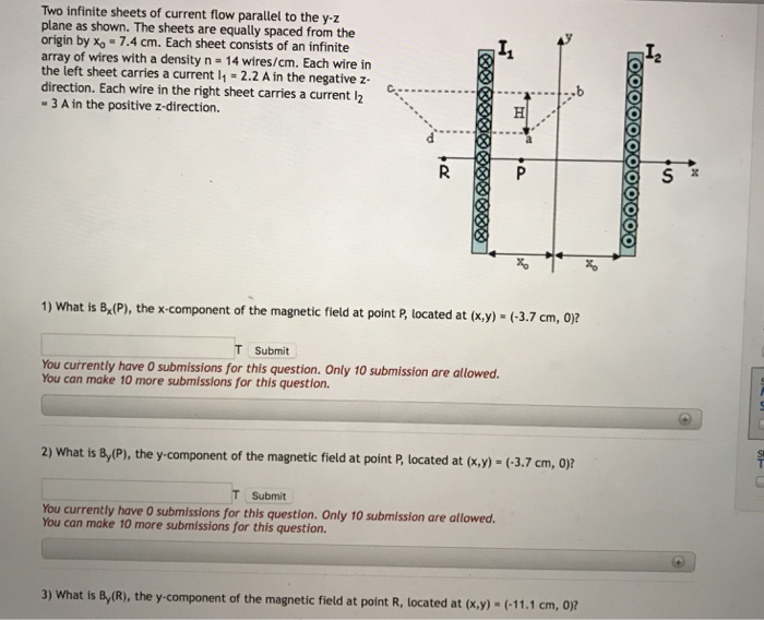 Solved Two infinite sheets of current flow parallel to the | Chegg.com