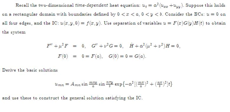 Solved Recall the two-dimensional time-dependent heat | Chegg.com