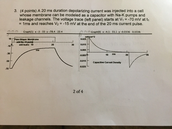 Solved 3. (4 points) A 20 ms duration depolarizing current | Chegg.com