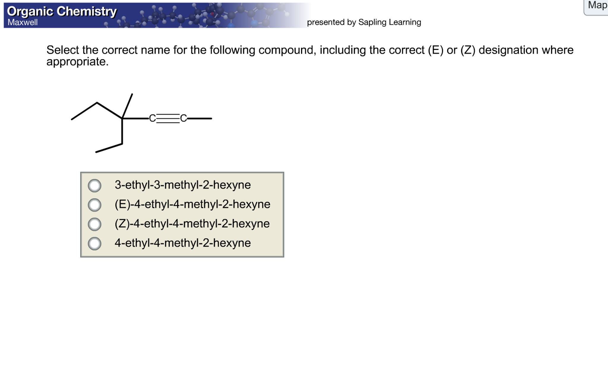 Solved Select the correct name for the following compound, | Chegg.com