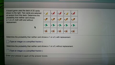Solved A board game uses the deck of 20 cards shown to the | Chegg.com