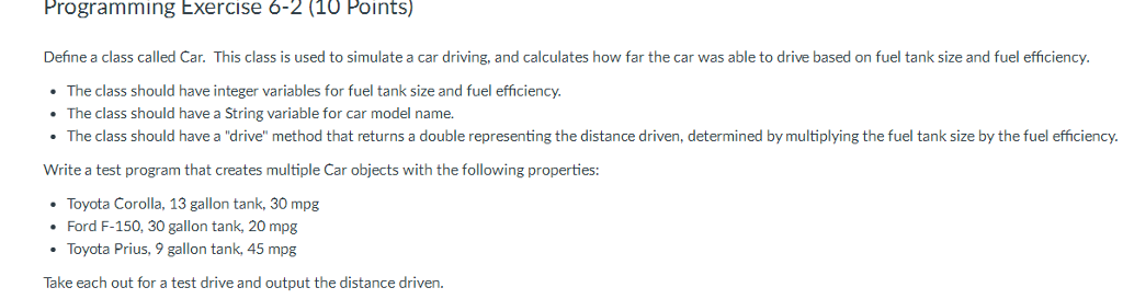Solved Programming Exercise 6-2 (10 Points) Define a class | Chegg.com Solved Programming Exercise 6-2 (10 Points) Define a class | Chegg.com