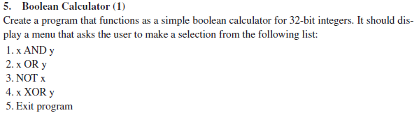 Solved Create Program That Functions As Simple Boolean