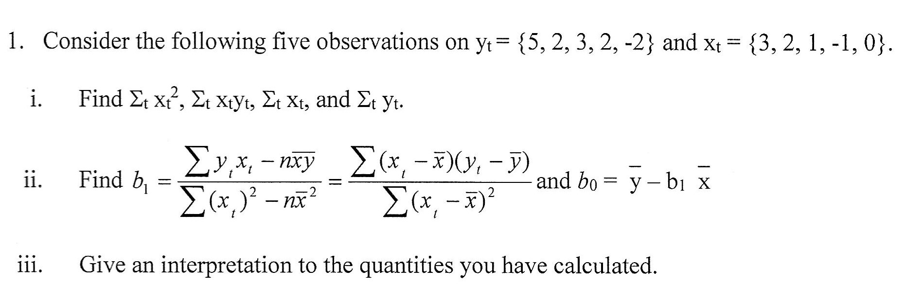 Solved Consider the following five observations on y_t= {5, | Chegg.com