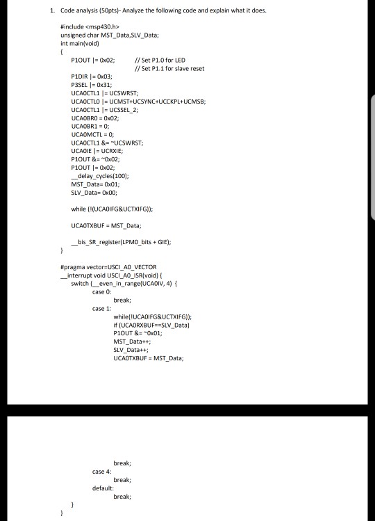 1 Code analysis (50pts)-Analyze the following code | Chegg.com