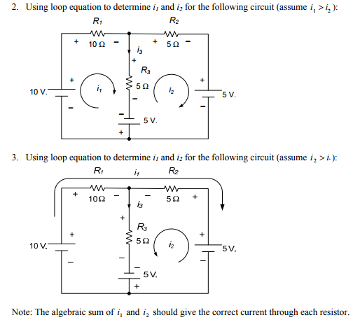 Solved Using the loop equation to determine i1 and i2 for | Chegg.com