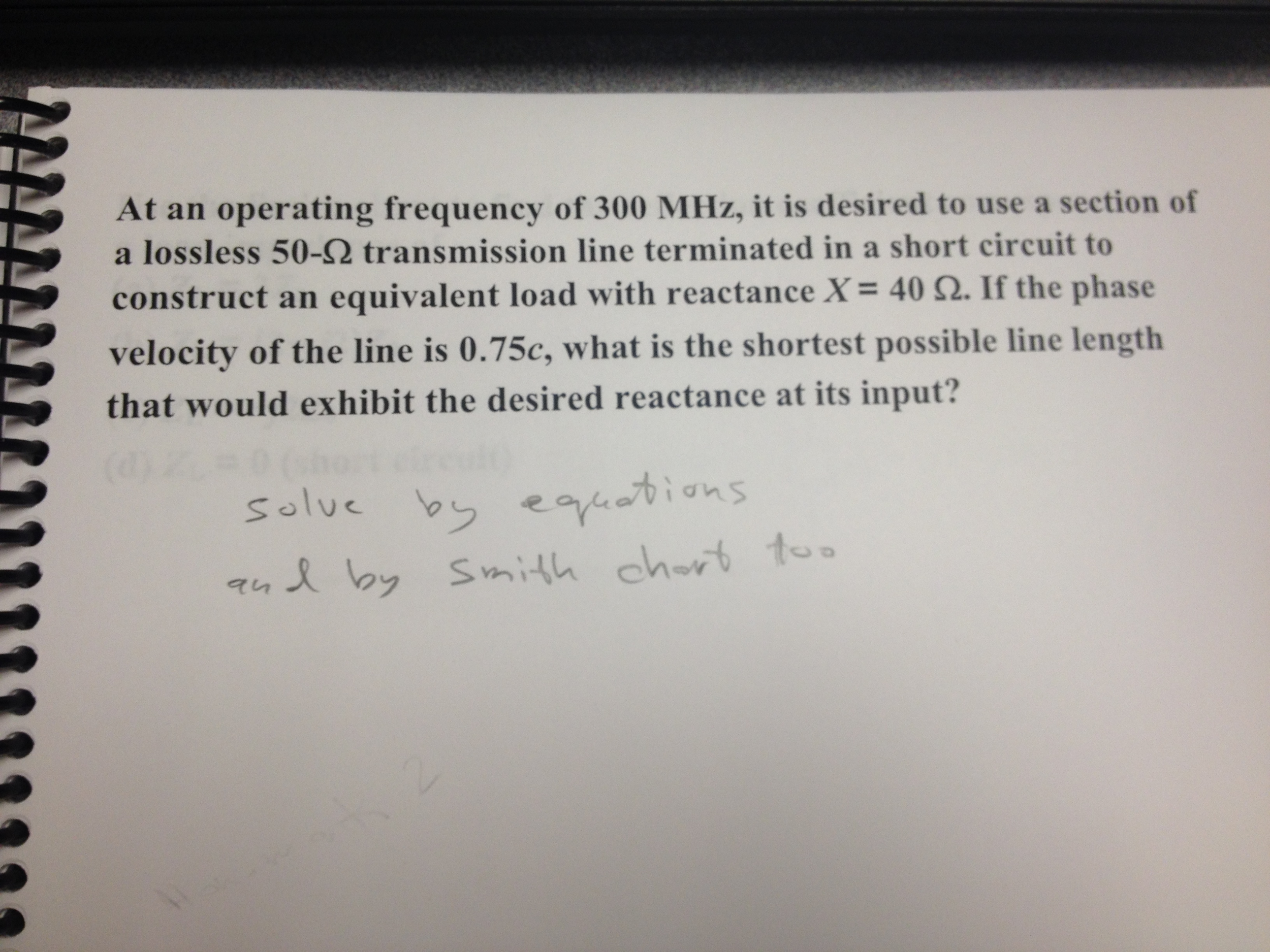 Solved At an operating frequency of 300 MHz, it is desired | Chegg.com