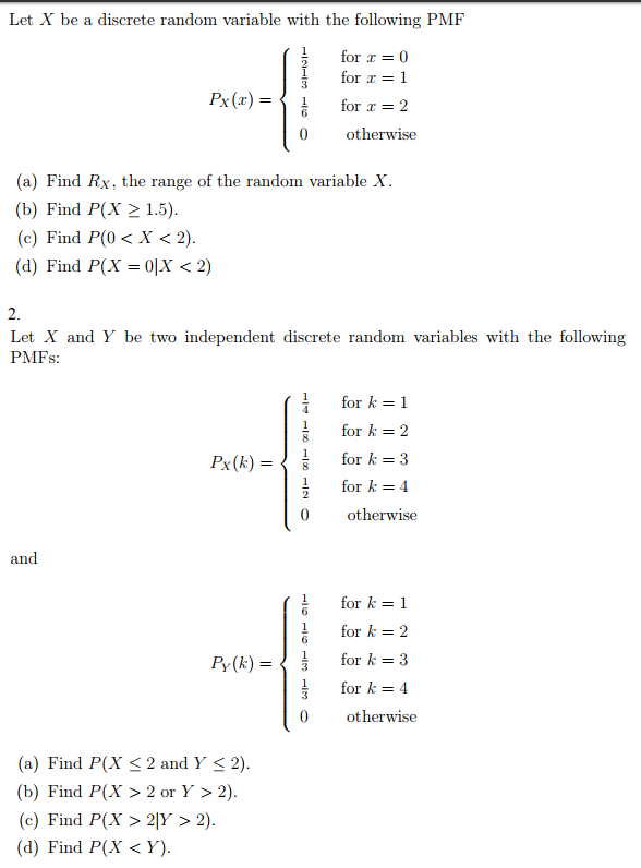 Solved Let X Be A Discrete Random Variable With The 