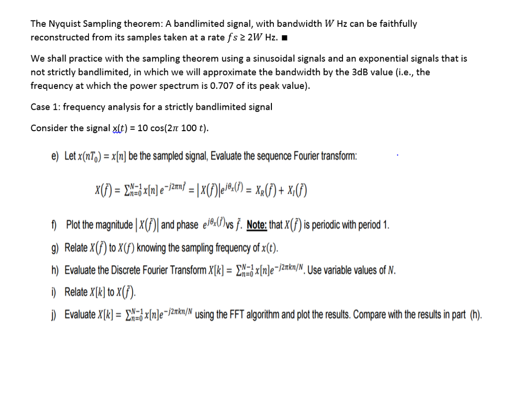 Solved The Nyquist Sampling theorem: A bandlimited signal, | Chegg.com