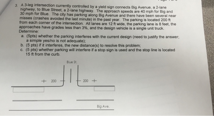 Solved A 3-leg intersection currently controlled by a yield | Chegg.com