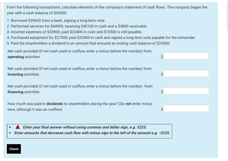 Solved From the following transactions, calculate elements | Chegg.com