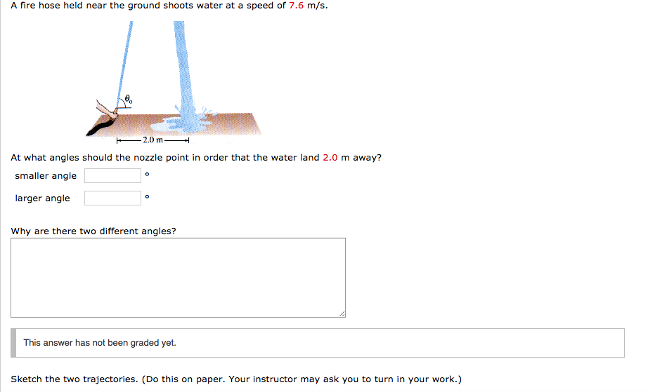 Solved A fire hose held near the ground shoots water at a | Chegg.com