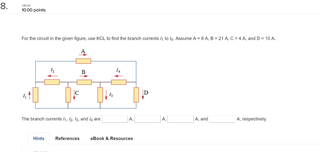 Solved value 10.00 points For the circuit in the given | Chegg.com