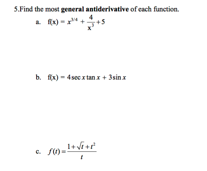 Solved Find the most general antiderivative of each | Chegg.com