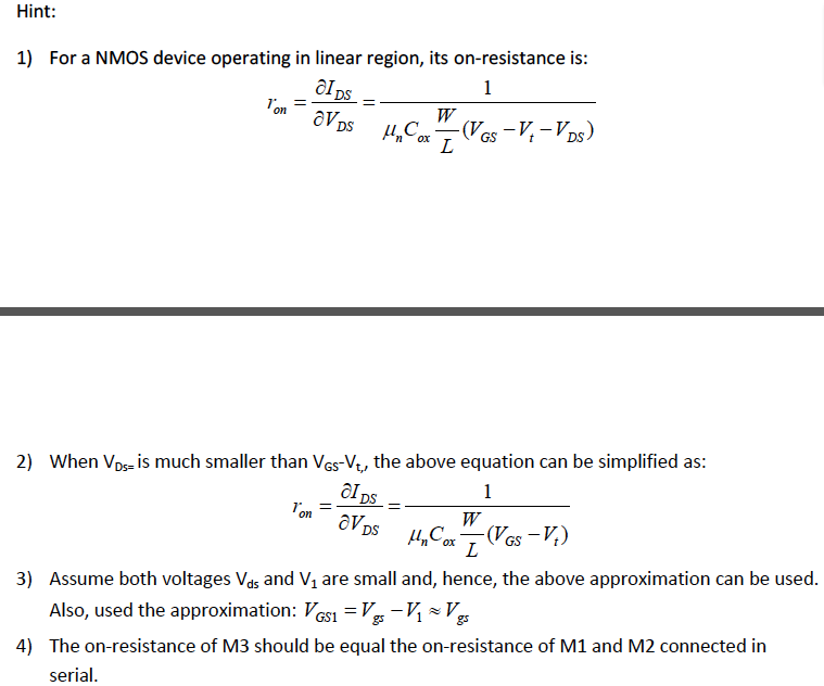 Solved Show That The Current Conducted By The Two Nmos