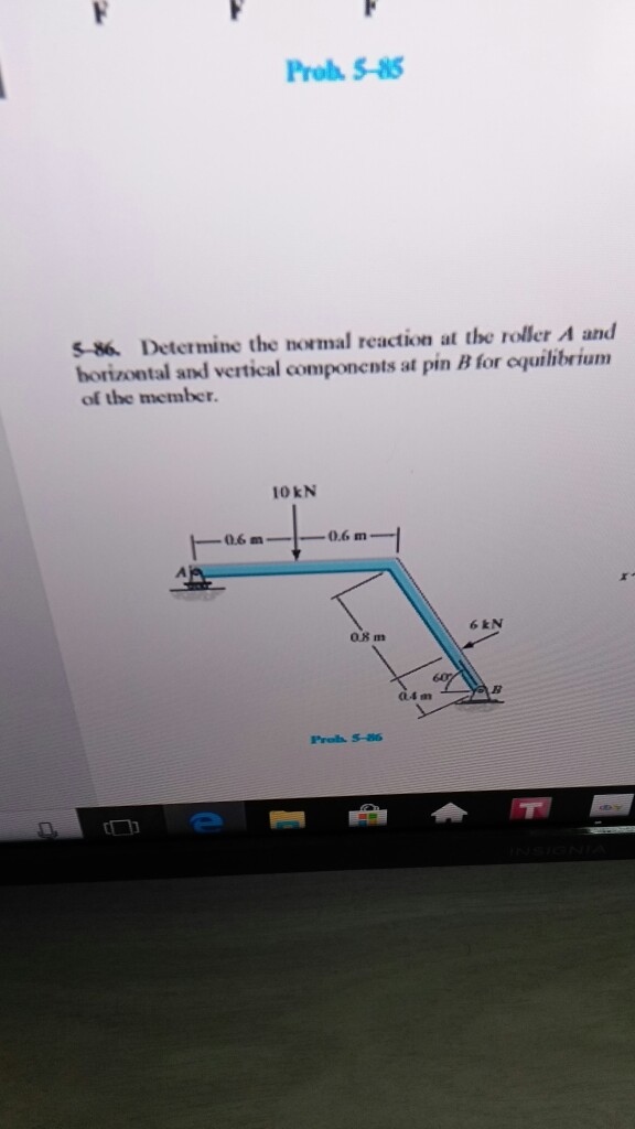 Solved 5-86 Determine the normal reaction at the roller A | Chegg.com