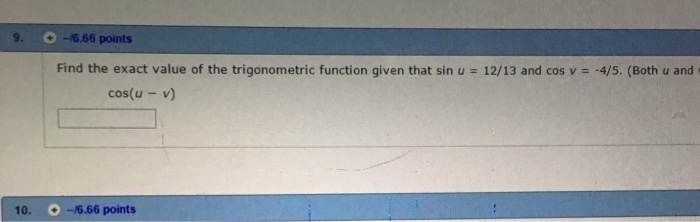 Solved Find the exact value of the trigonometric function | Chegg.com