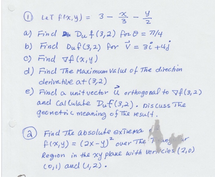 Solved Let F X Y 3 X 3 Y 2 Find Duf 3 2 For