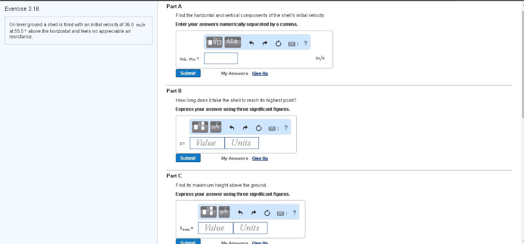 Solved On level ground a shell is fired with an initial | Chegg.com