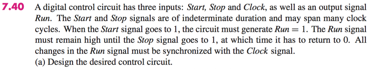 A digital control circuit has three inputs: Start, | Chegg.com