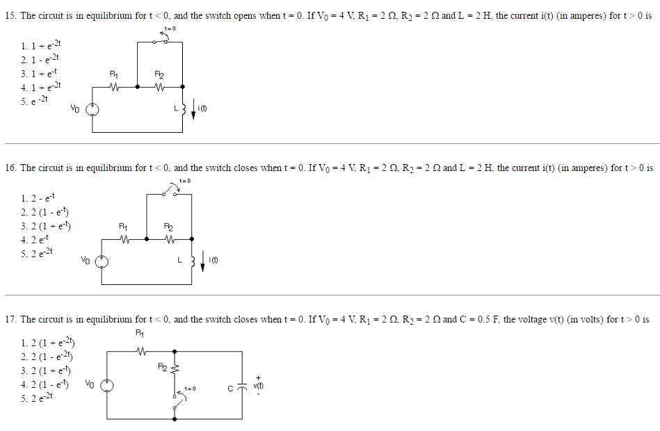 Solved The circuit is in equilibrium for t