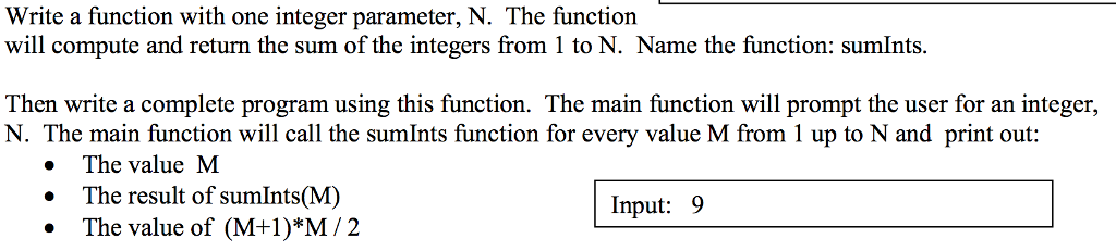 Solved Write a function with one integer parameter, N. The | Chegg.com