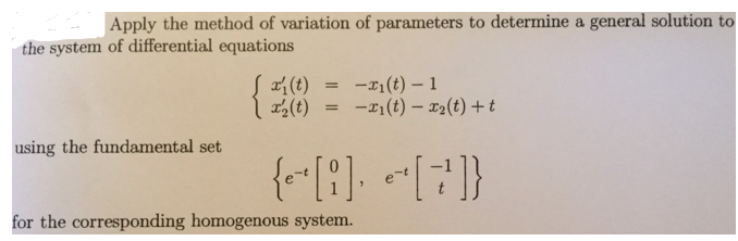 Apply the method of variation of parameters to | Chegg.com