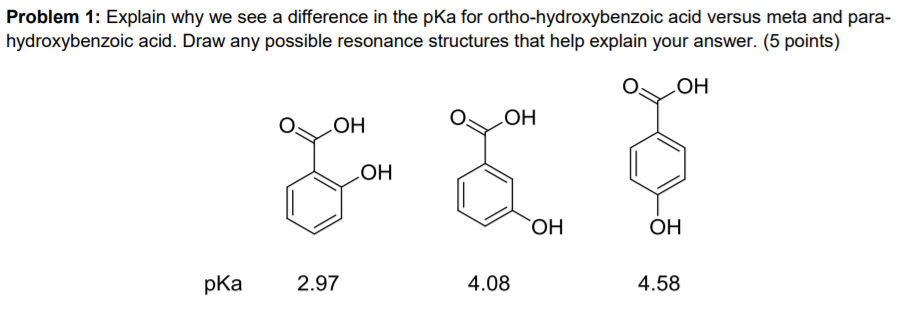 Solved Problem 1: Explain why we see a difference in the pKa | Chegg.com