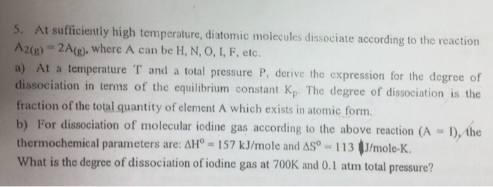 Solved At sufficiently high temperature, diatomic molecule | Chegg.com