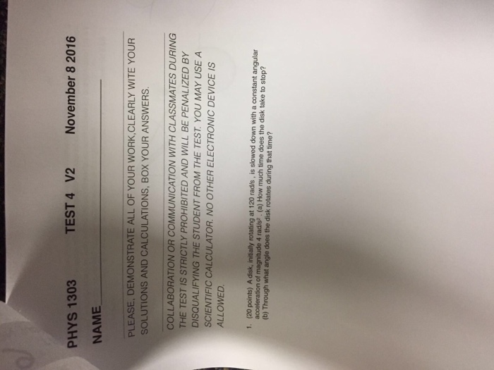 Solved A disk, initially rotating at 120 rad/s, is slowed | Chegg.com