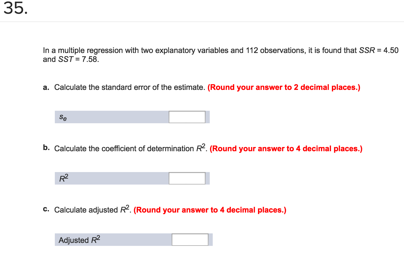 Solved In a multiple regression with two explanatory | Chegg.com