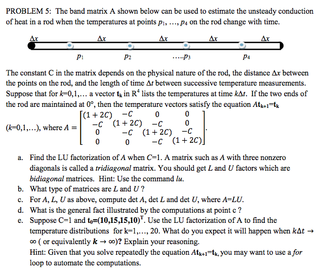 Solved The band matrix A shown below can be used to estimate | Chegg.com