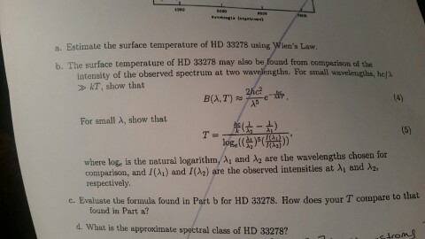 Question 7: spectrum The star, HD 33278 (star 33278 | Chegg.com