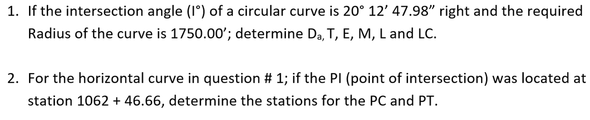 Solved If the intersection angle (1 degree) of a circular | Chegg.com