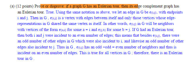 Solved Prove or disprove: if a graph G has an Eulerian tour, | Chegg.com