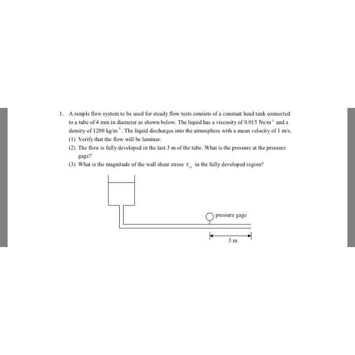 Solved A simple flow system to be used for steady flow tests | Chegg.com