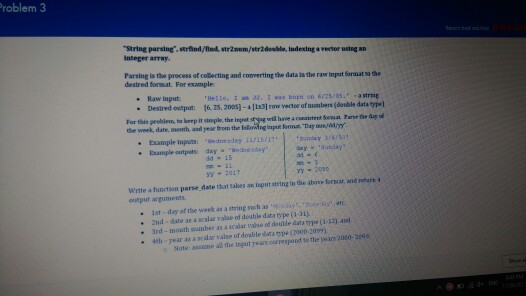 Solved roblem 3 String parsing", strfind/find, | Chegg.com