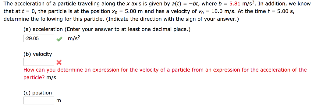Solved The acceleration of a particle traveling along the x | Chegg.com
