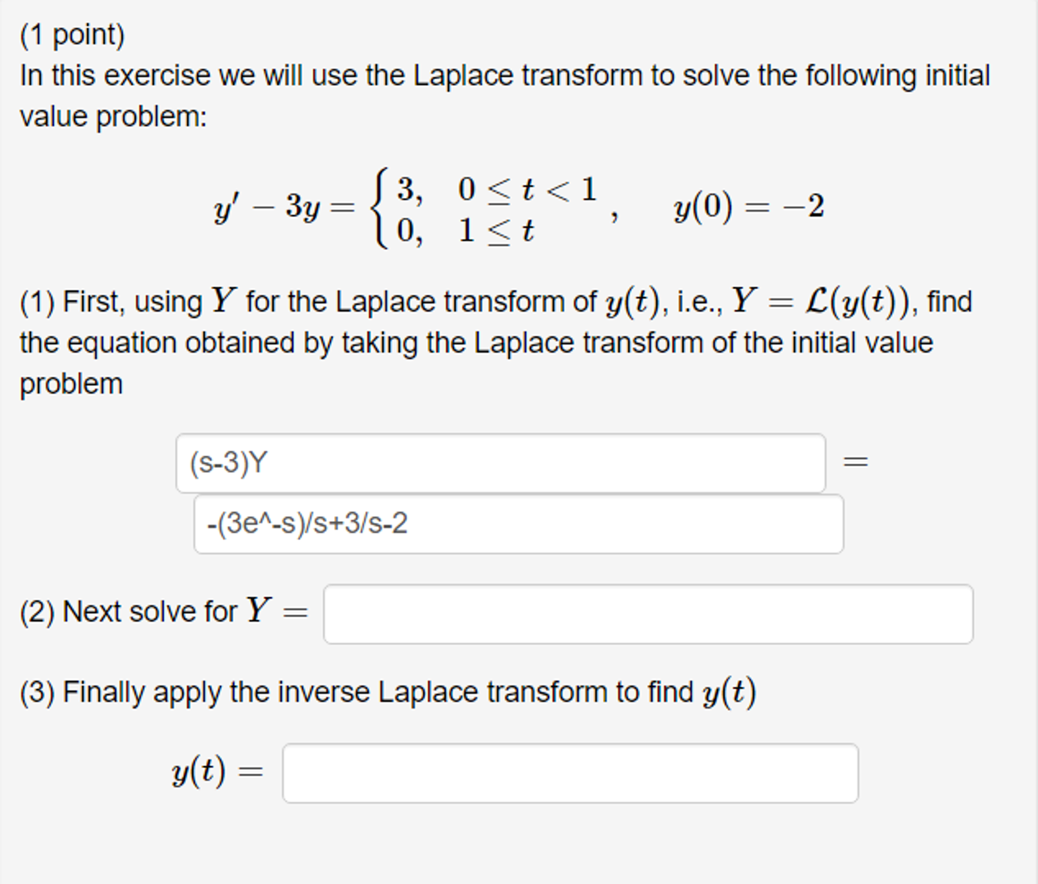 Solved In this exercise we will use the Laplace transform to | Chegg.com