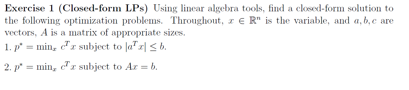 Solved 1.1b. Convex Optimization and Advanced Linear | Chegg.com