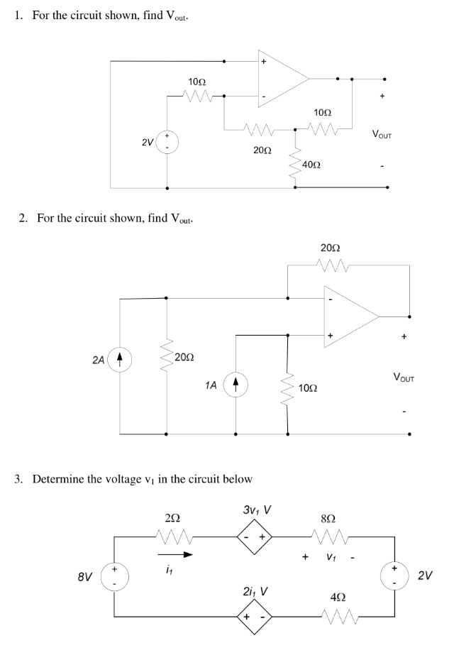 Solved For the circuit shown, find Vout. For the circuit | Chegg.com