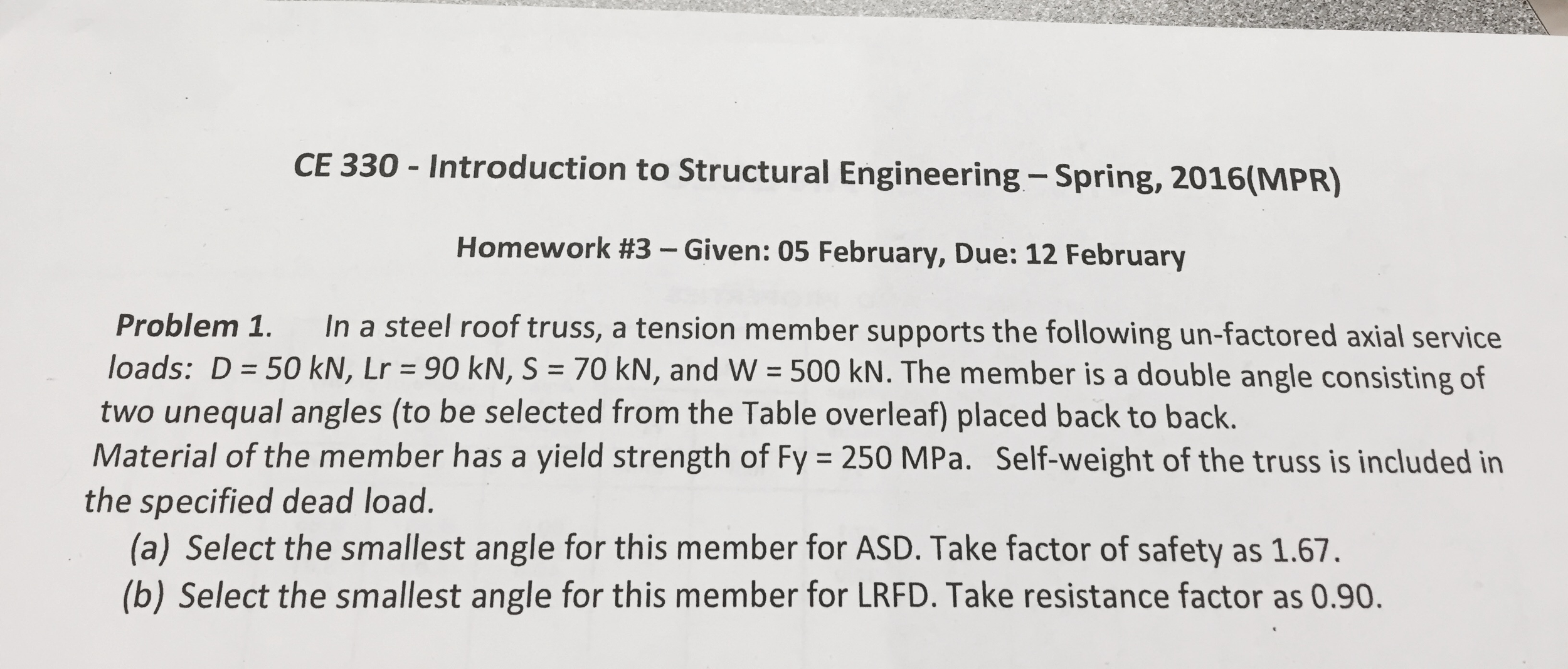 CE 330 - Introduction to Structural Engineering - | Chegg.com