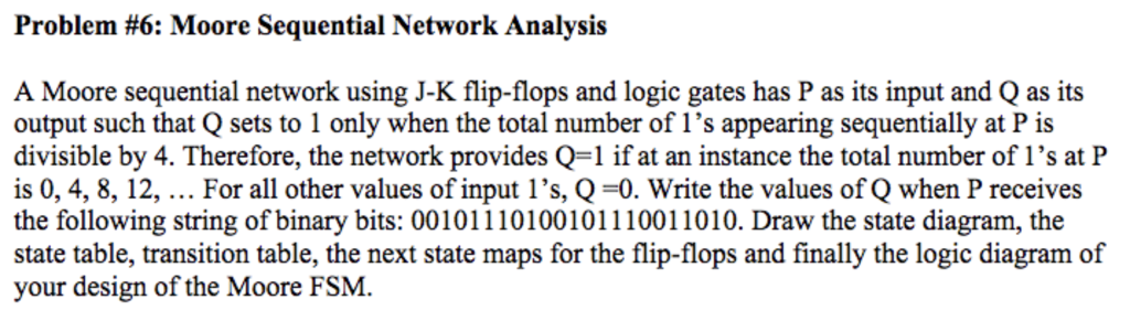 Solved Problem #6: Moore Sequential Network Analysis A Moore | Chegg.com