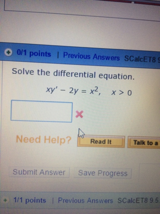 Solved Solve the differential equation. xy' - 2y = x^2, x > | Chegg.com